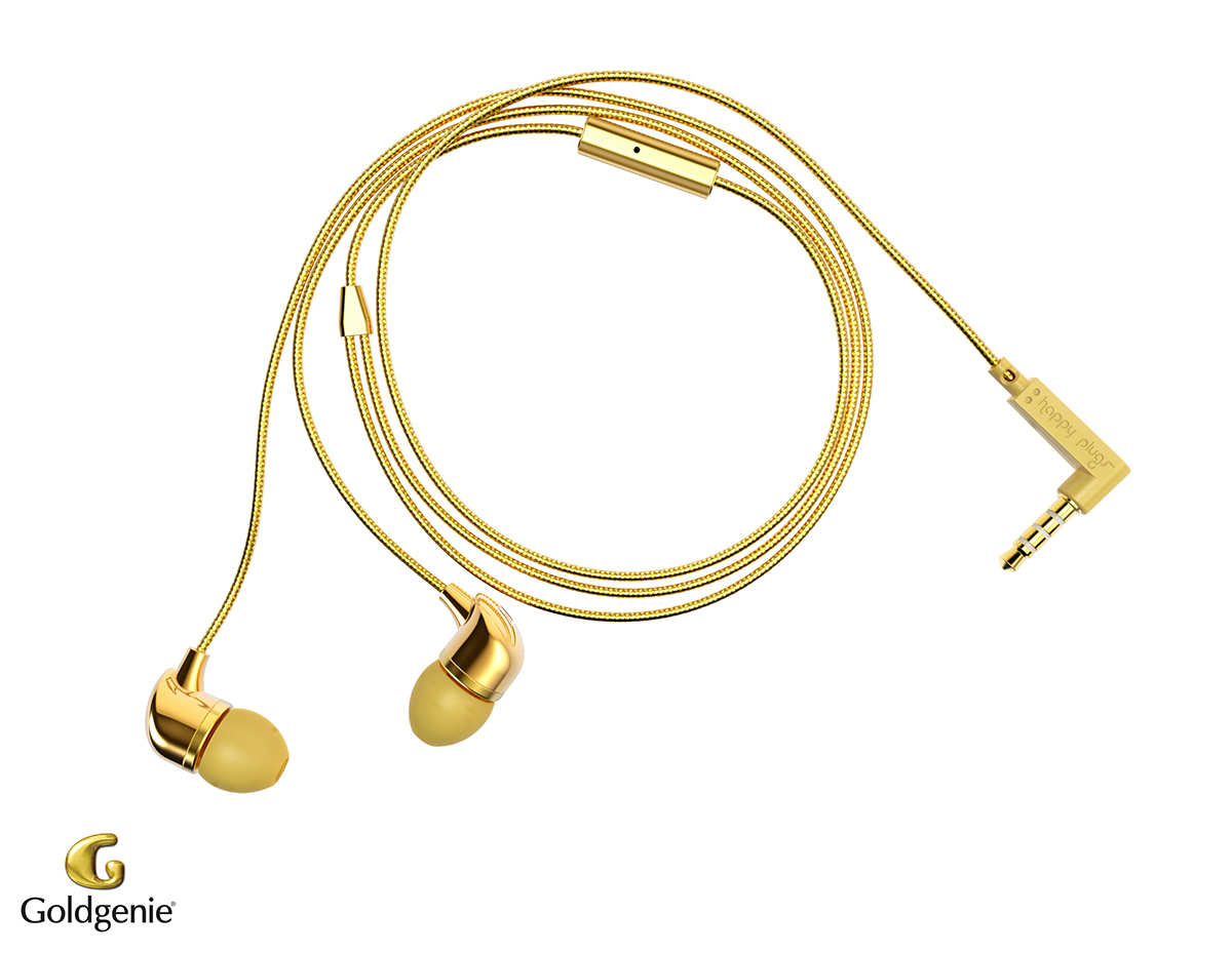 18k Gold Earphones White Background 1 - Goldgenie Official Blog