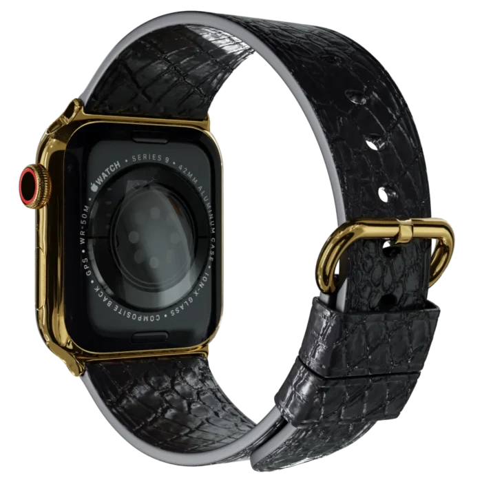 Luxury 24k Gold Apple Watch 10 with Black Python Strap | Goldgenie